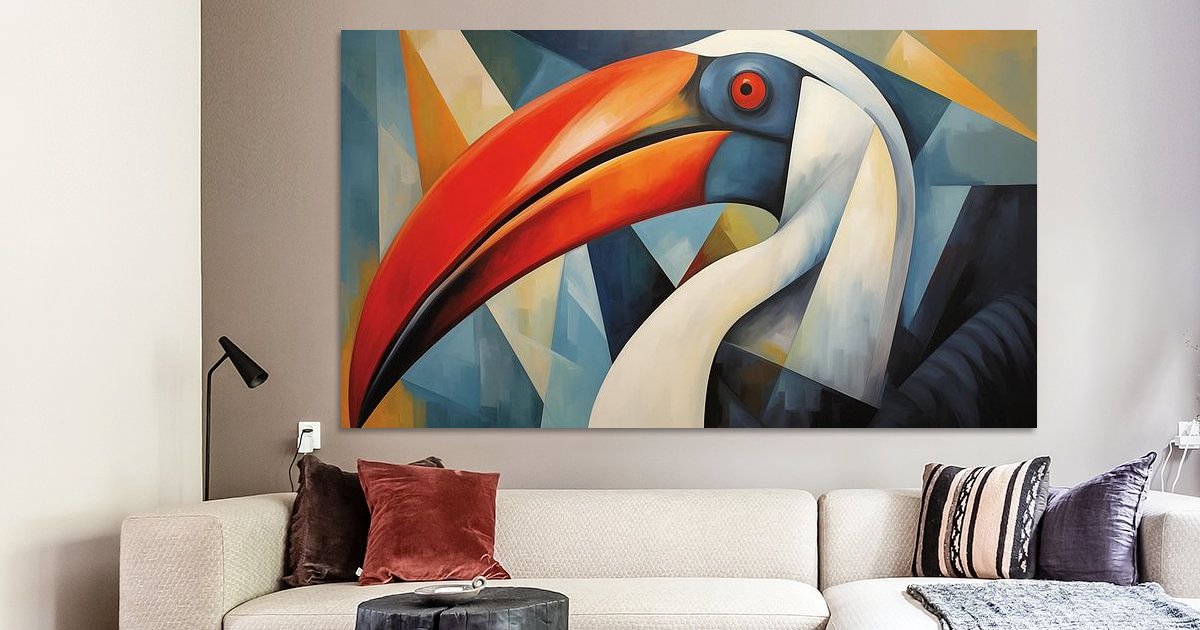 Abstracte toekan kubisme panorama van TheXclusive Art op canvas, behang en meer